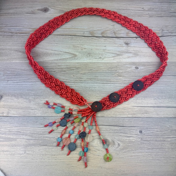 Accessories | Vintage Beaded Waist Hip Coral Belt Boho Style Adjustable ...